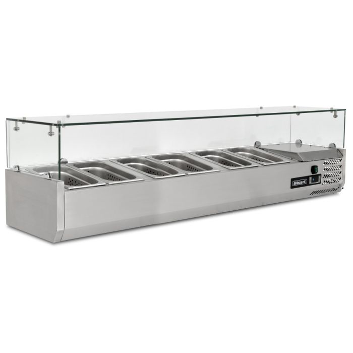 1.5m Glass Canopy 1/3 Gastronorm Prep Top - Blizzard Catering Equipment